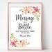 Printable Message in a Bottle Sign Wedding Table Sign Floral Wedding ...