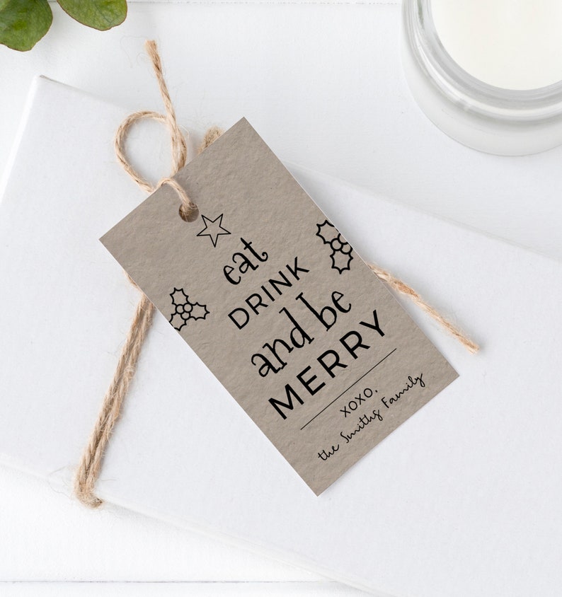 Rustic Christmas Gift Tag Template, Set of 4 Printable Christmas Tags ...