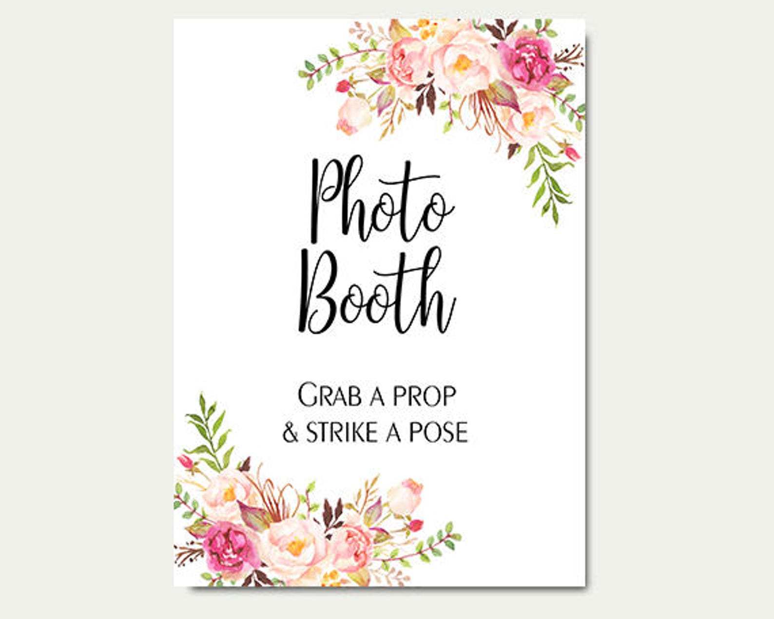 Printable Photo Booth Sign Printable Wedding Photo Booth Sign | Etsy