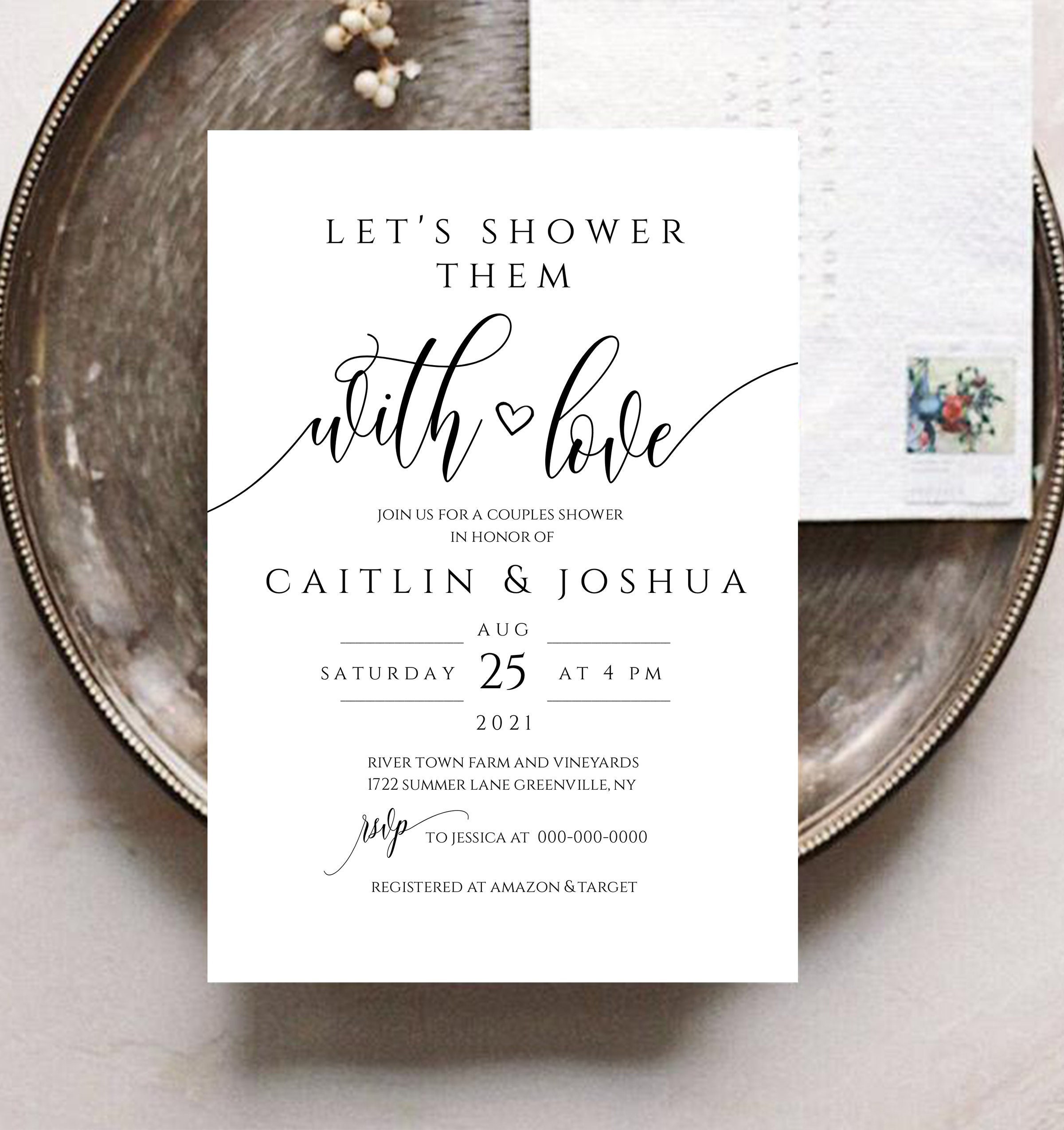 Couples Shower Invitation, Printable Wedding Shower Invite, Instant ...