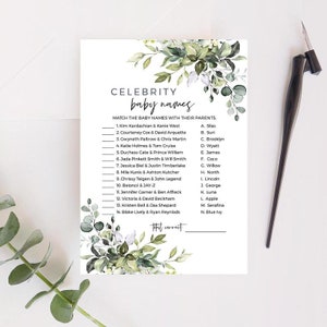 Celebrity Baby Name Game Printable Baby Shower Game Template, 100% ...