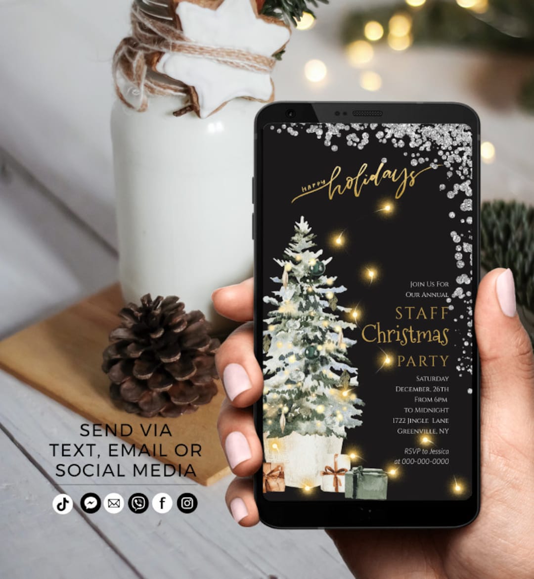 Staff Christmas Party Invitation, Editable Template, Electronic ...