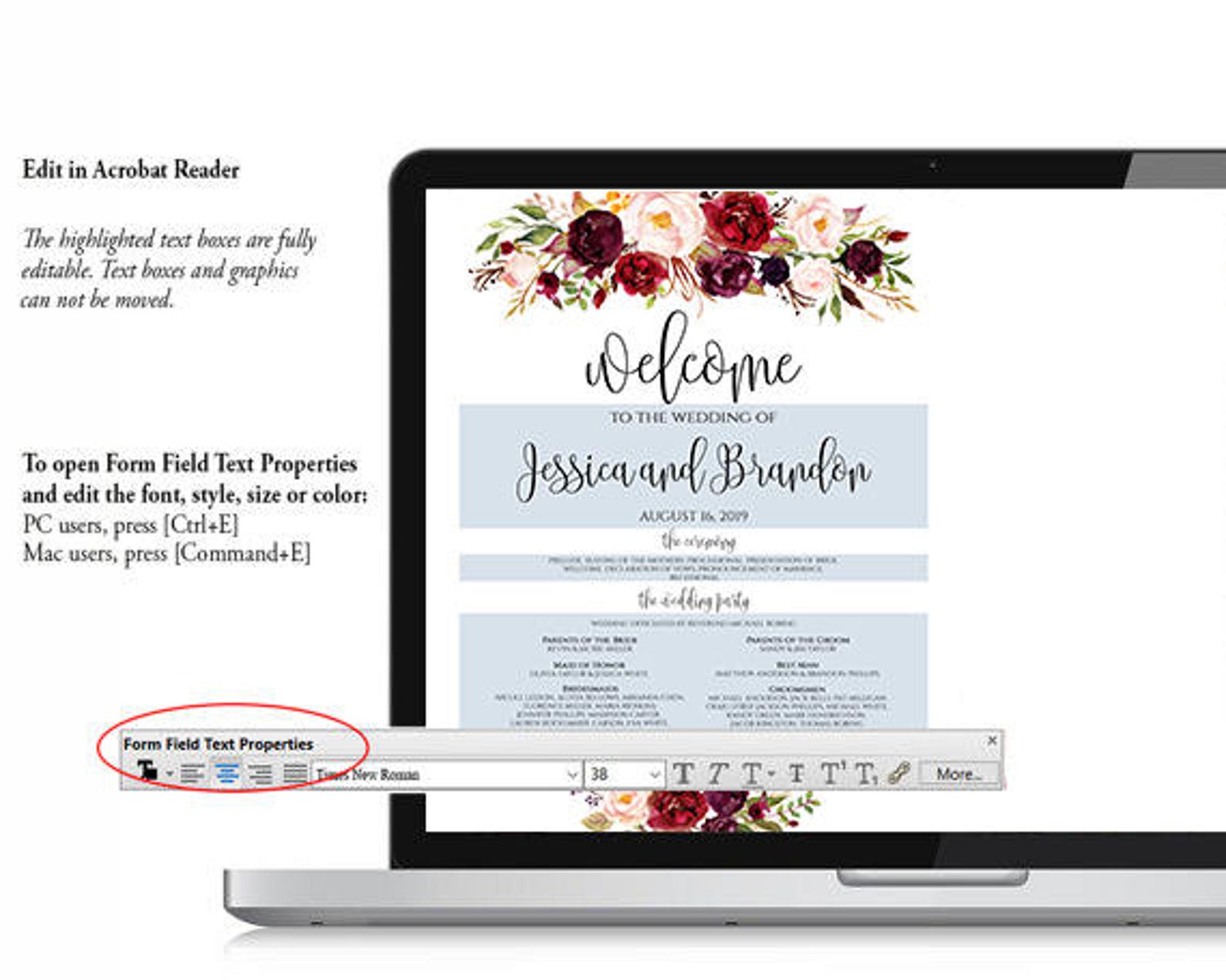 Printable Wedding Program Sign Welcome Sign Template Wedding Program ...