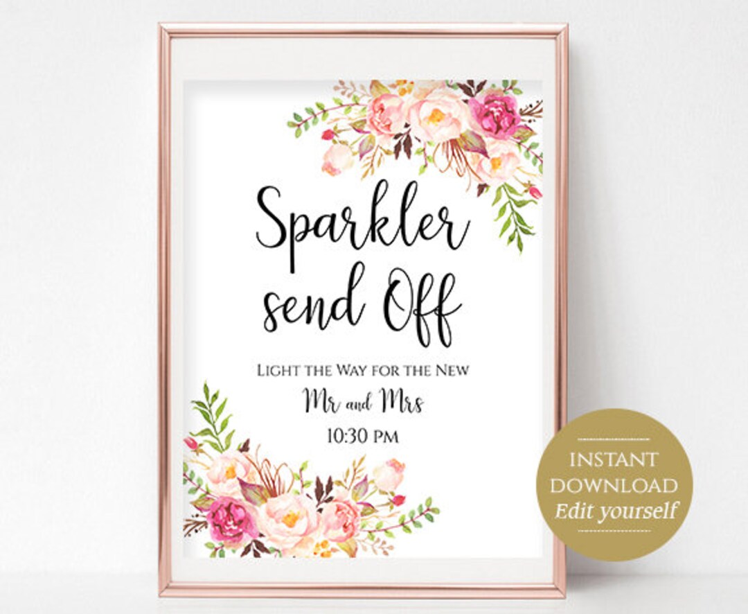 Printable Sparkler Send off Sign Send off Ideas Wedding Template ...