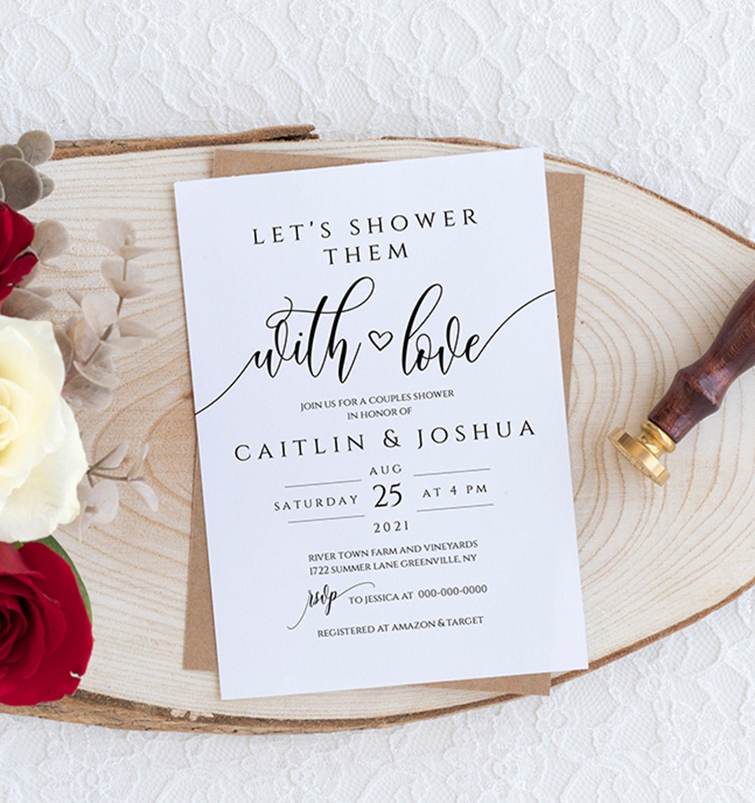 Couples Shower Invitation, Calligraphy Wedding Shower or Bridal Shower ...