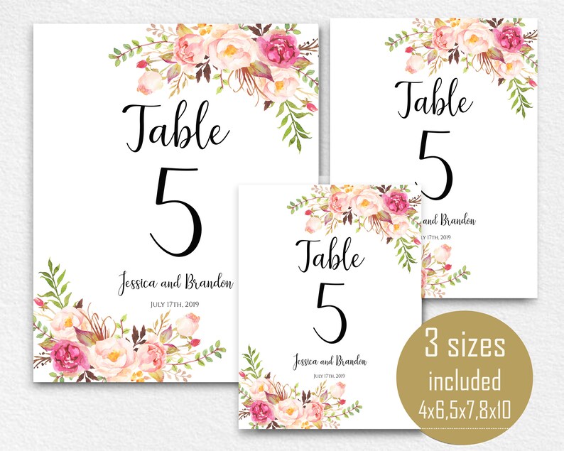 Wedding Table Numbers Editable Table Numbers Personalized - Etsy