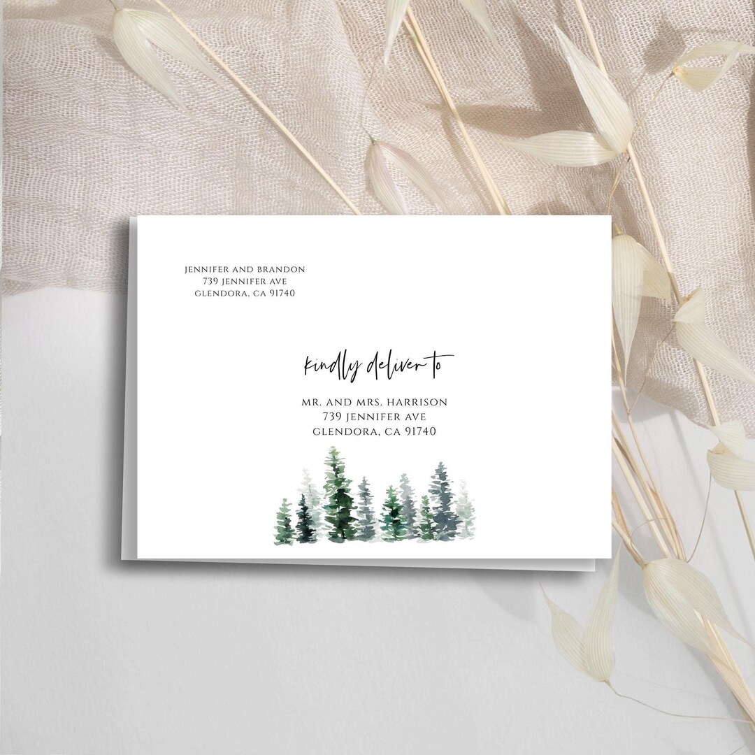 Pine Tree Envelope Template Wedding Address Printable, Instant Download ...
