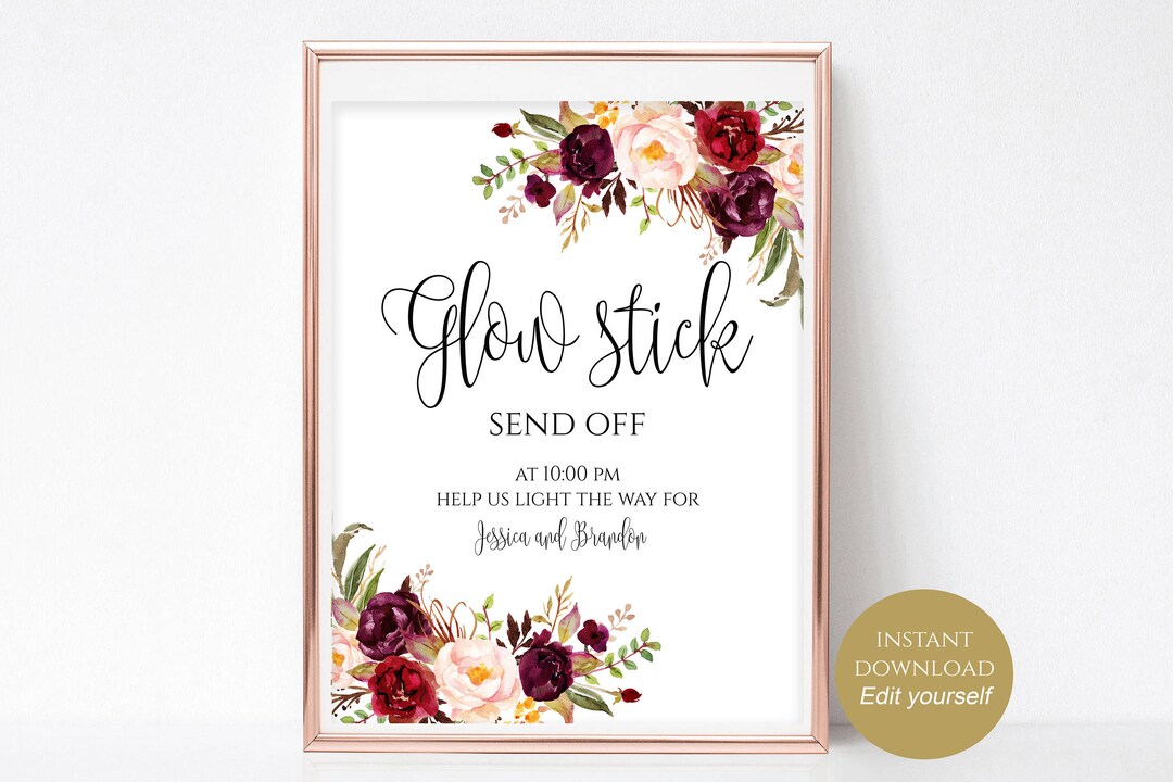 Send off Printable Send off Sign Glow Stick Send off Ideas Wedding ...