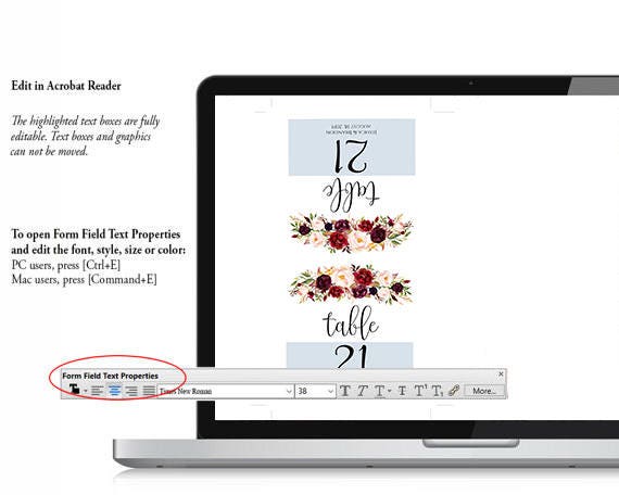 Personalized Table Numbers Printable Wedding Table Numbers | Etsy