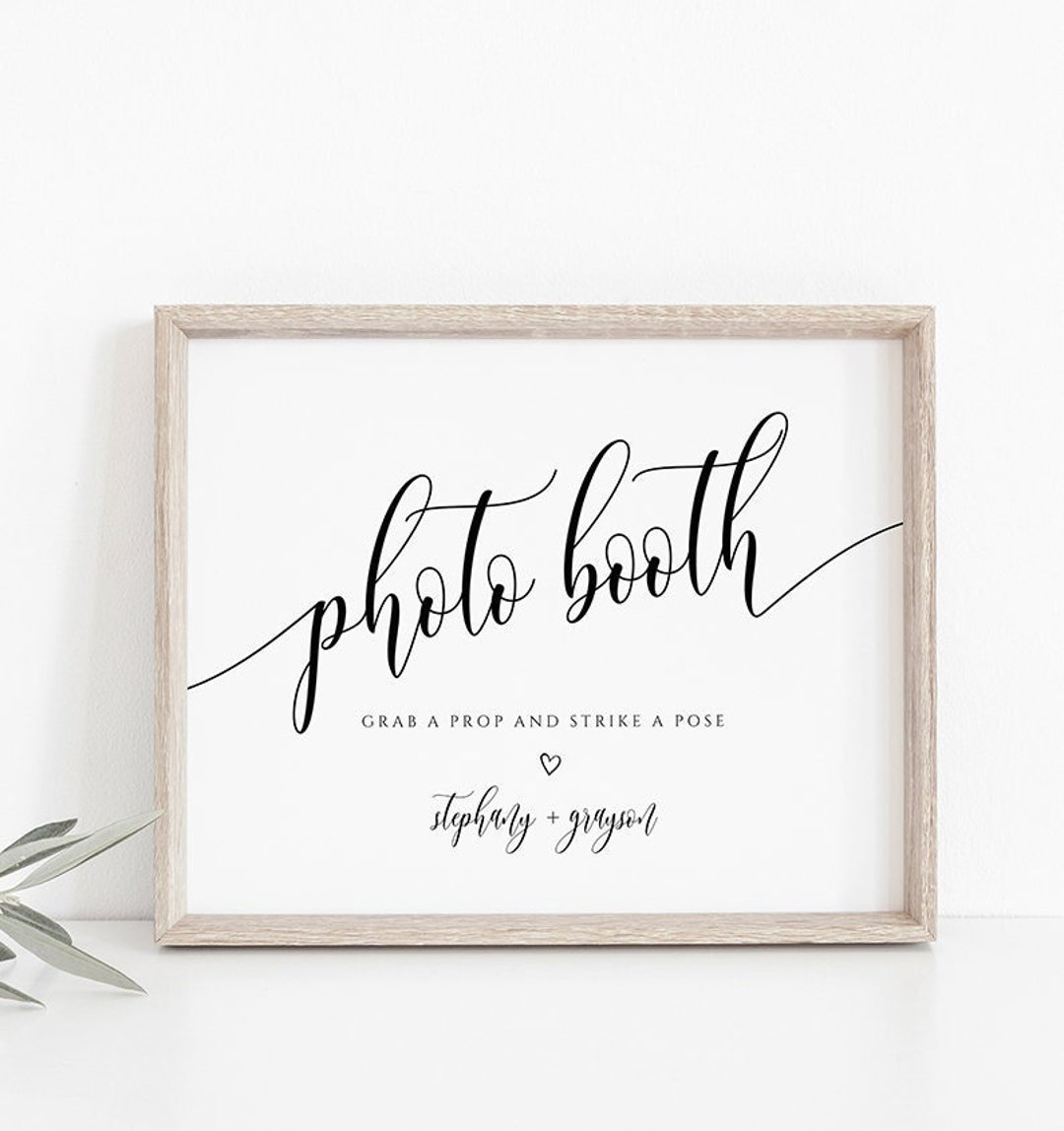 Wedding Photo Booth Sign, Grab A Prop, Strike A Pose Wedding Sign ...