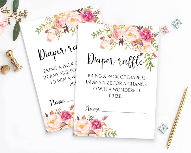 Baby Shower Game Diaper Raffle Cards Printable Diaper Raffle | Etsy