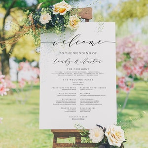 Wedding Program Sign Template Custom Wedding Party Ceremony Sign ...