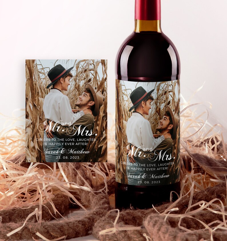 Photo Wine Label Custom Wine Labels Personalized Wedding Wine Etsy