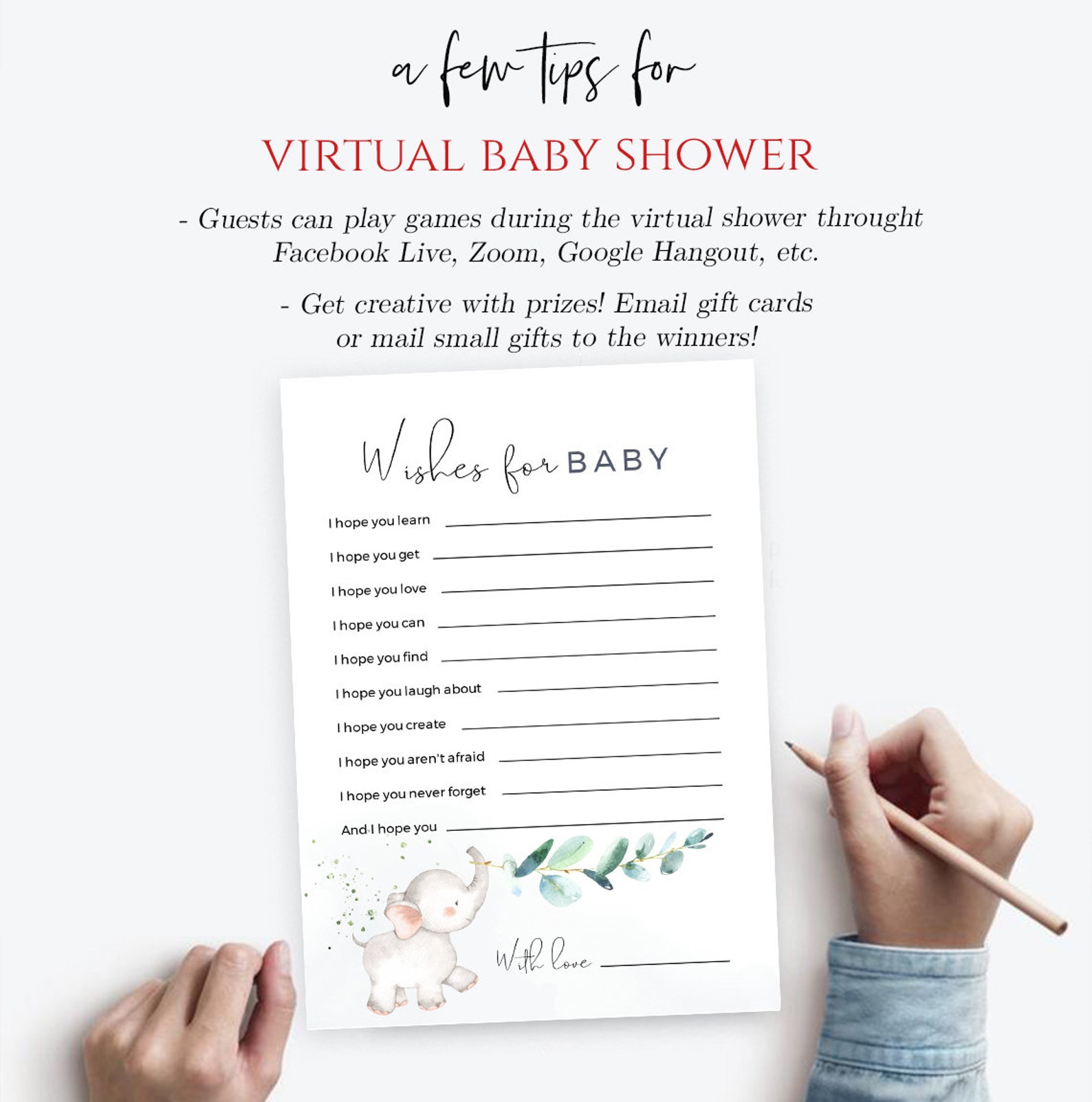 Baby Wish Cards Wishes for Baby Cards Baby Advice Virtual & - Etsy