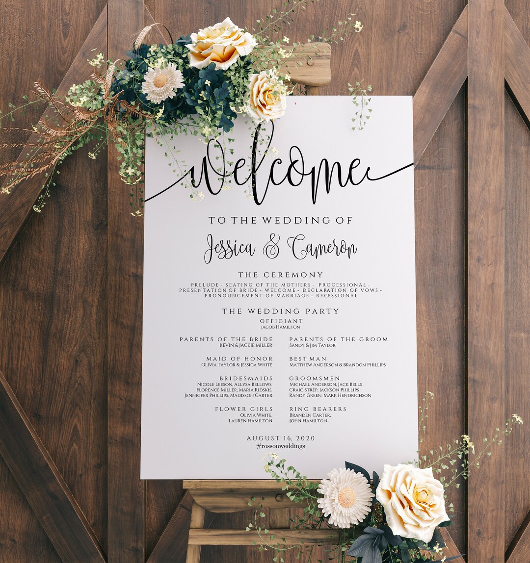 Wedding Welcome Program DIY Wedding Program Poster Wedding Program Sign, Instant Download, POPC ...