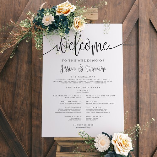 Wedding Welcome Program DIY Wedding Program Poster Wedding | Etsy