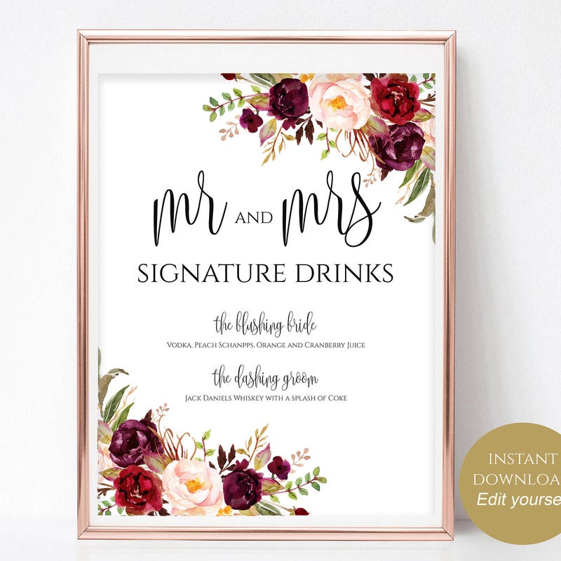 Signature Drink Sign - Etsy