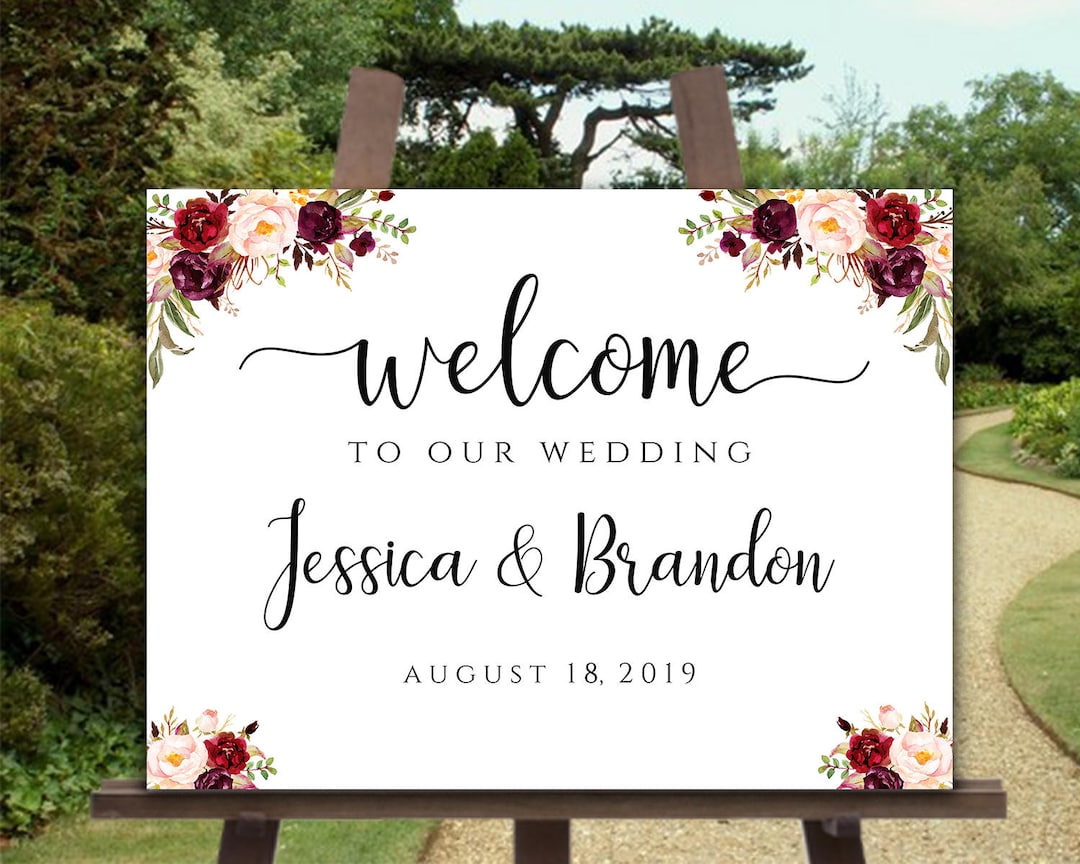 Landscape Welcome to Our Wedding Editable Wedding Signs Welcome Wedding ...