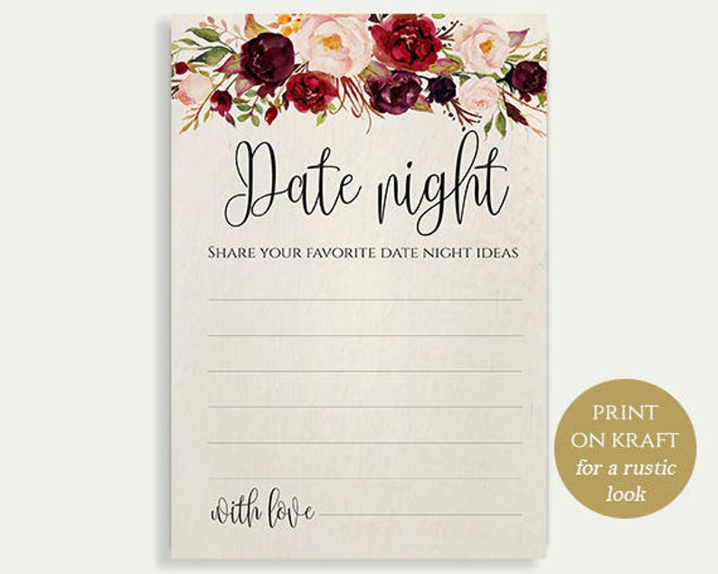 Date Night Cards Date Night Ideas Date Jar Wedding Advice Card - Etsy