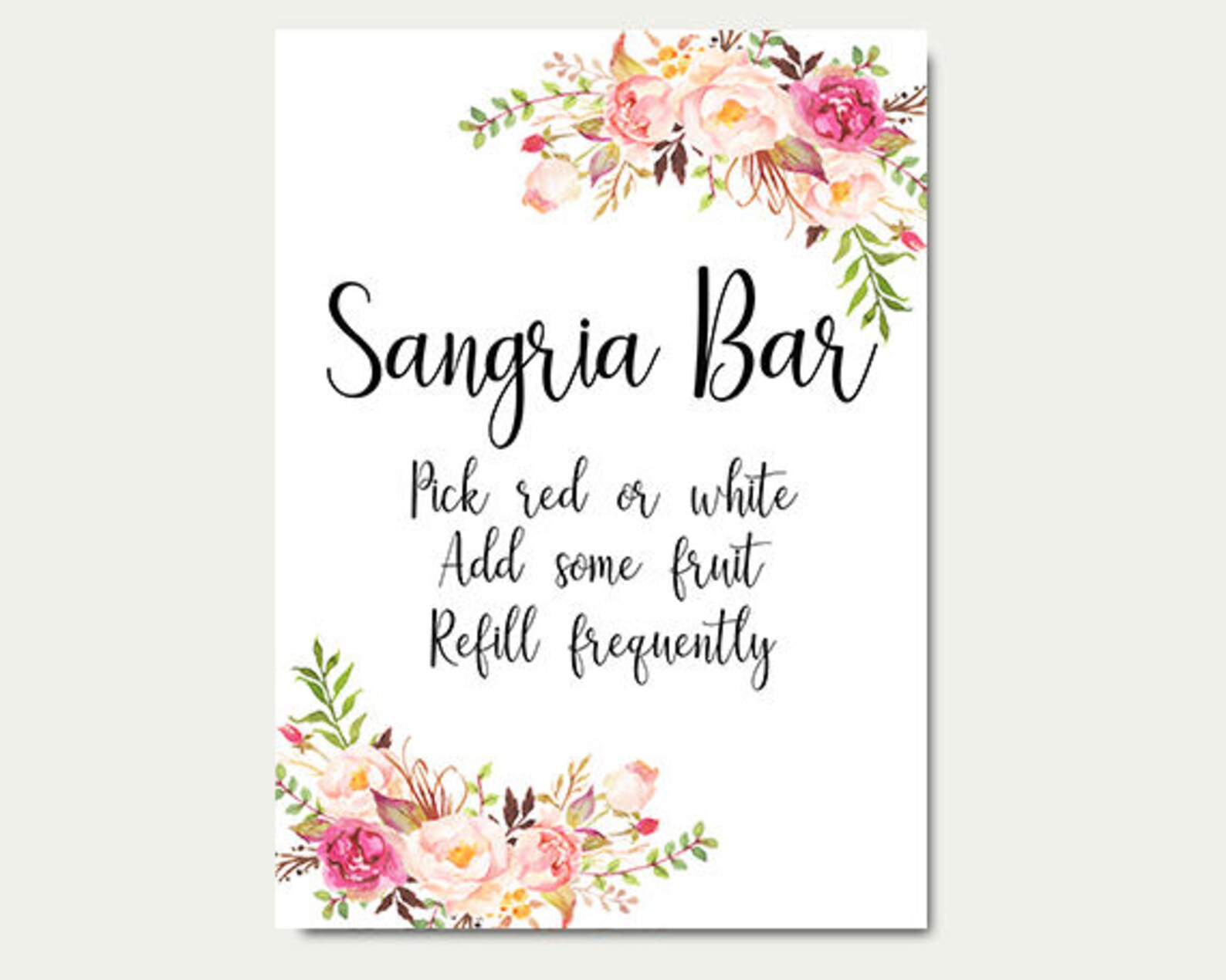 Sangria Bar Sign Party Sangria Sign Wedding Drink Sign Sangria - Etsy