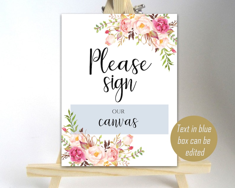 Floral Please Sign Template: Wedding Guestbook Sign (4x6, 5x7, 8x10 ...