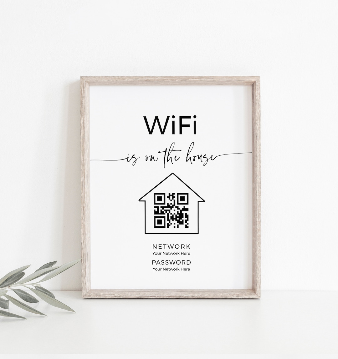 WIFI Sign Printable, Wifi Password Sign Template, Internet Sign, Guest ...