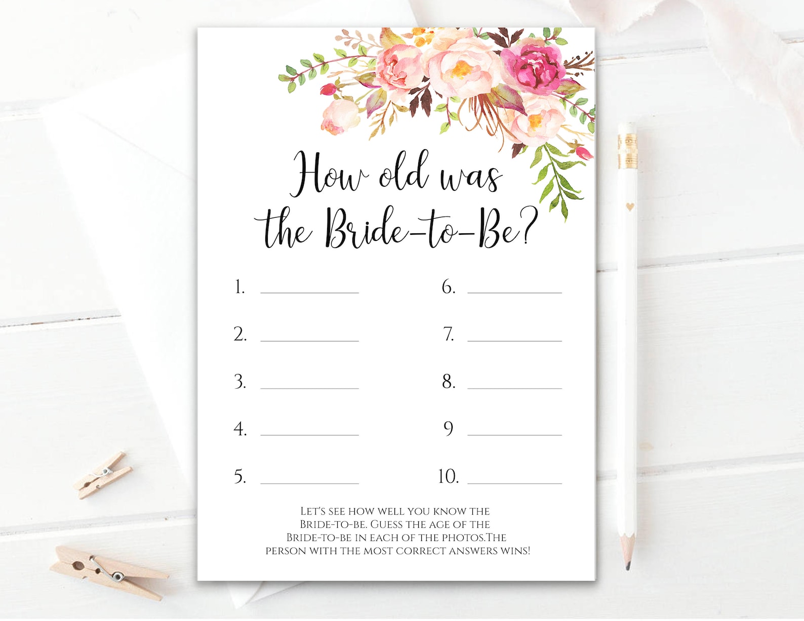Printable How Old Was the Bride to Be Printable Bridal Shower - Etsy