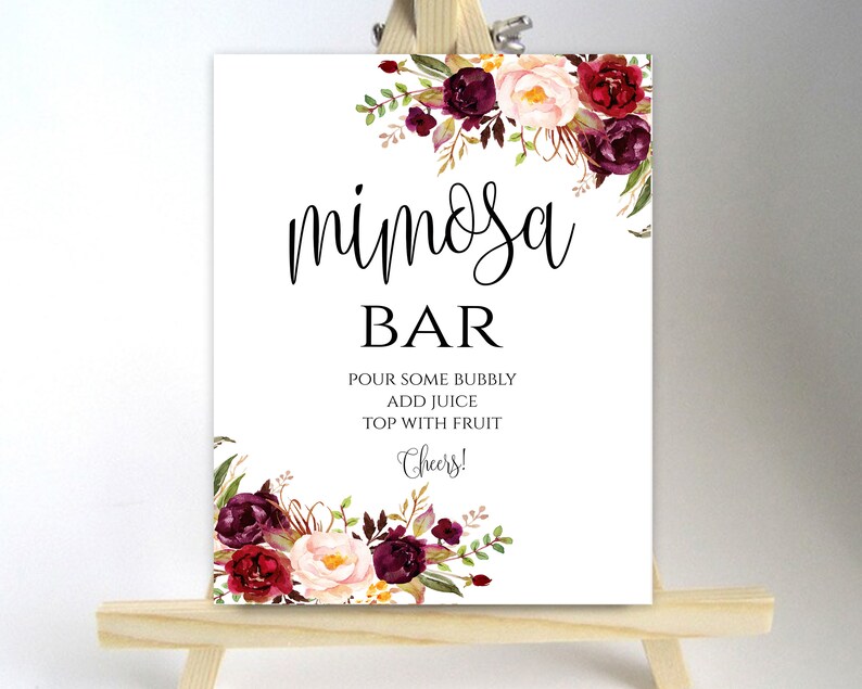 Mimosa Bar Sign Mimosa Sign Instruction Sign Printable Signage - Etsy