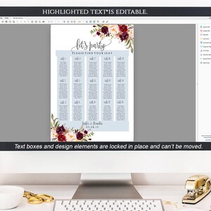 Large Seating Chart Template 5 Sizes up to 350 Editable Wedding Table ...