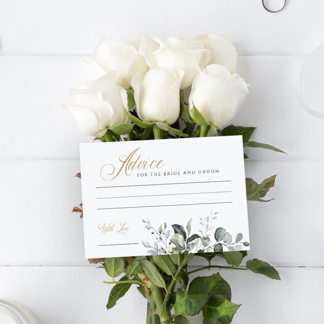 Advice Card Template, Printable Greenery Wedding Advice, Bridal Shower ...