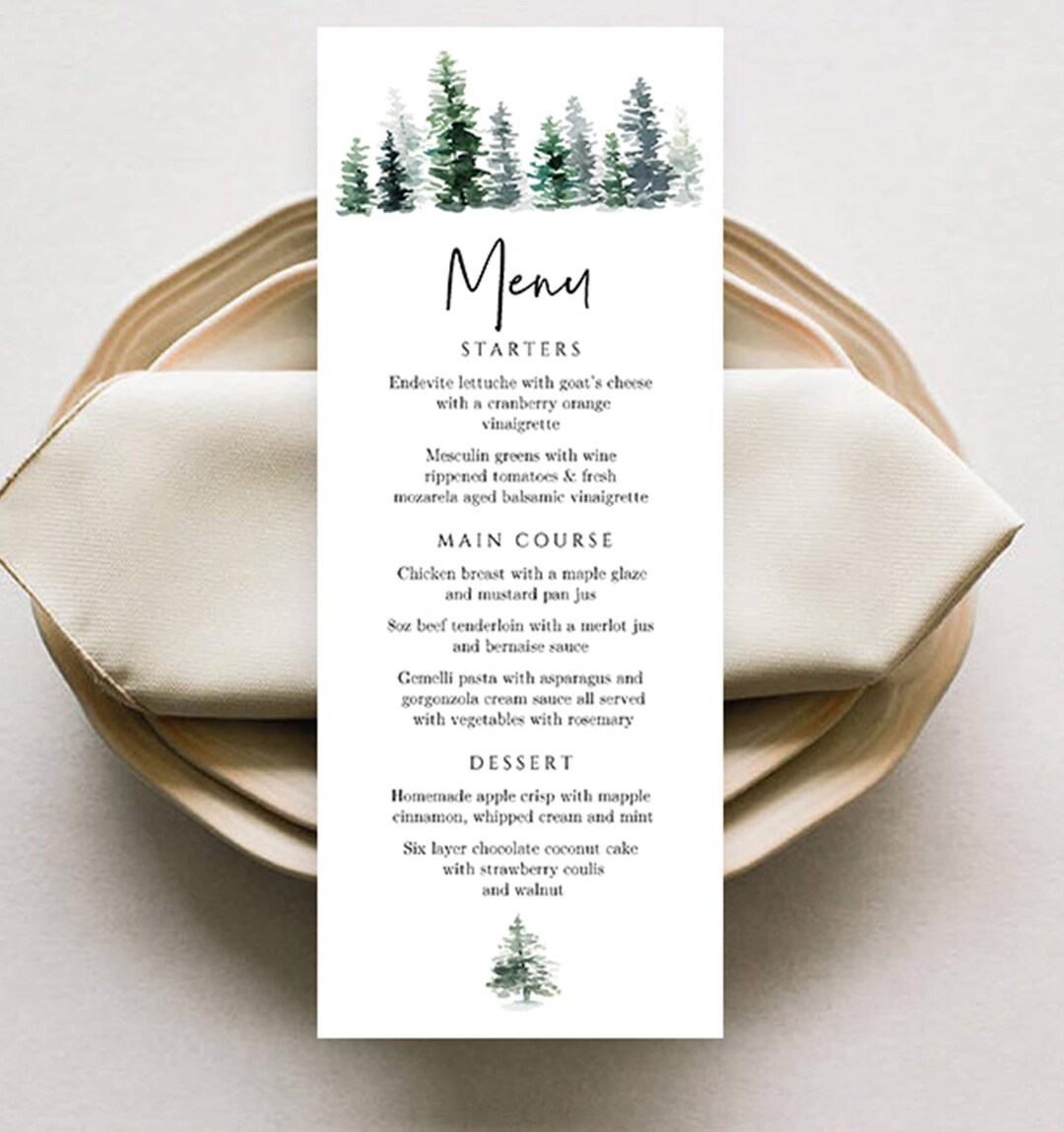 Editable Menu Cards for Wedding Menu Template Printable Wedding Menus ...