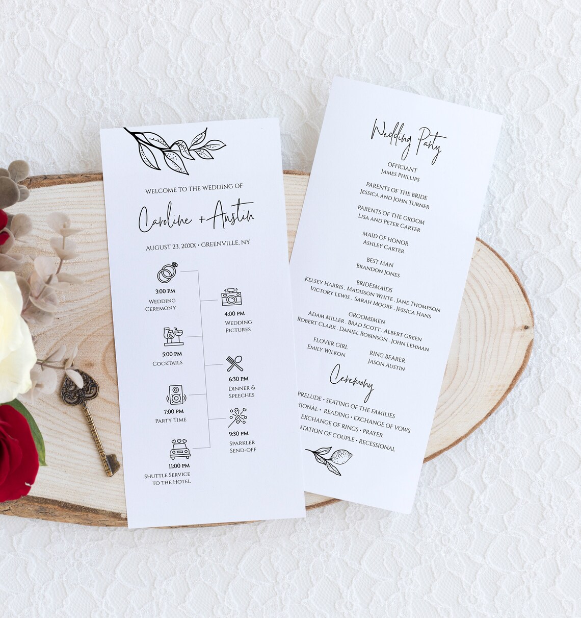 Wedding Program Timeline Template Minimalist Order of - Etsy