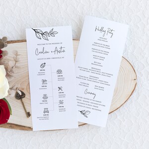 Wedding Program Timeline Template, Minimalist Order of Events, Editable ...
