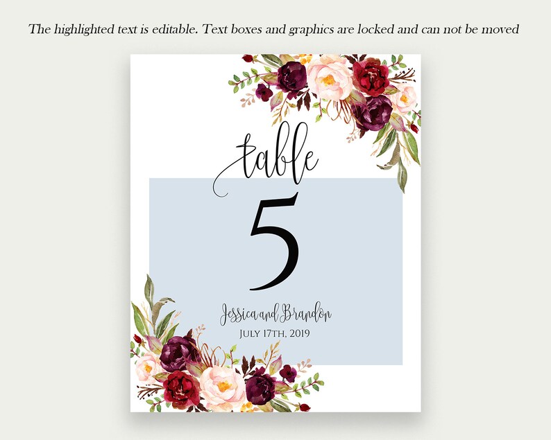 Personalized Table Numbers Editable Table Numbers Wedding | Etsy