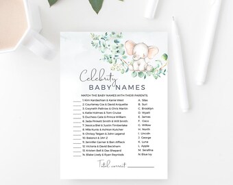 Celebrity Baby Names Game, INSTANT DOWNLOAD, Chic Gold Blush Pink ...