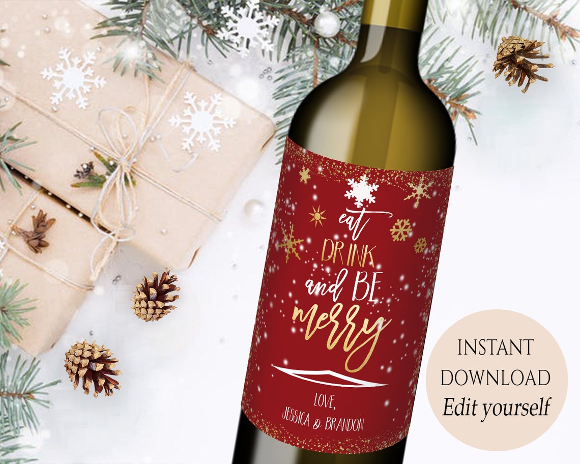 Funny Christmas Wine Labels Printable Holiday Wine Label - Etsy