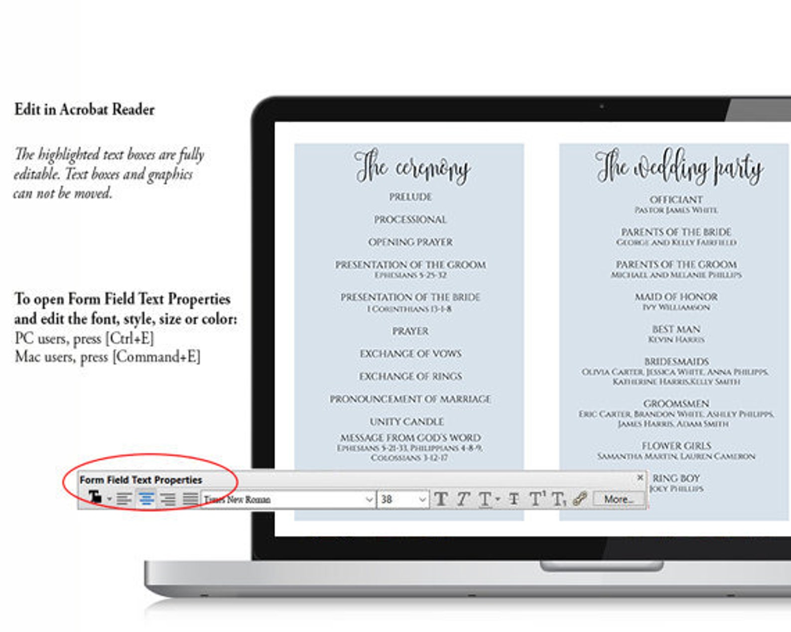 Folded Wedding Program Template Folded Wedding Program | Etsy