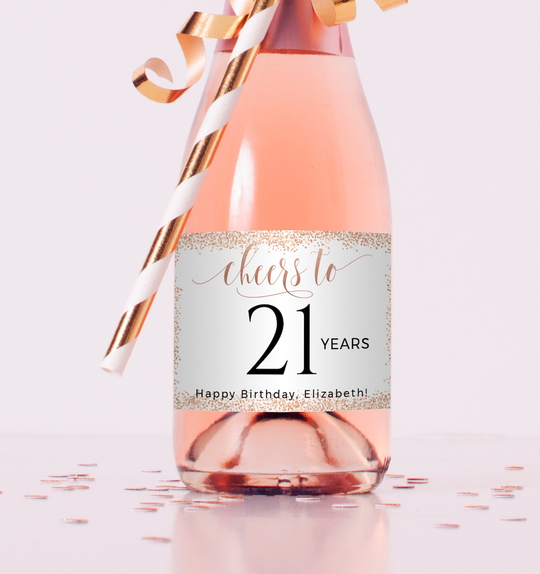 Personalized Birthday Mini Champagne Label Template (instant Download ...