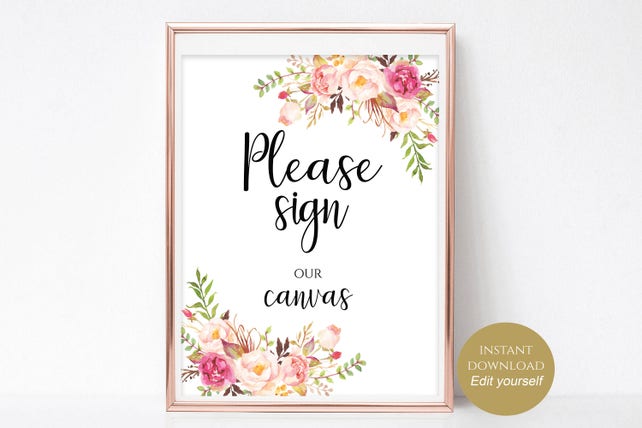 Printable Please Sign Template Please Sign Our Canvas | Etsy