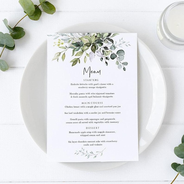 Wedding Menu Cards - Etsy