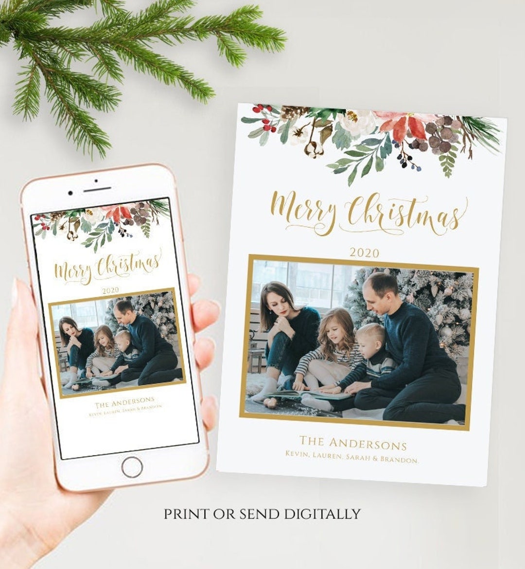 Christmas Card Template, Custom Photo Christmas Cards, DIY, Instant ...