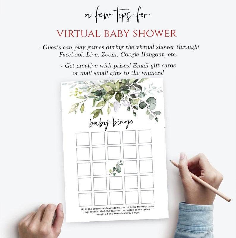 Baby Bingo Game Printable Baby Shower Game Virtual Bingo | Etsy