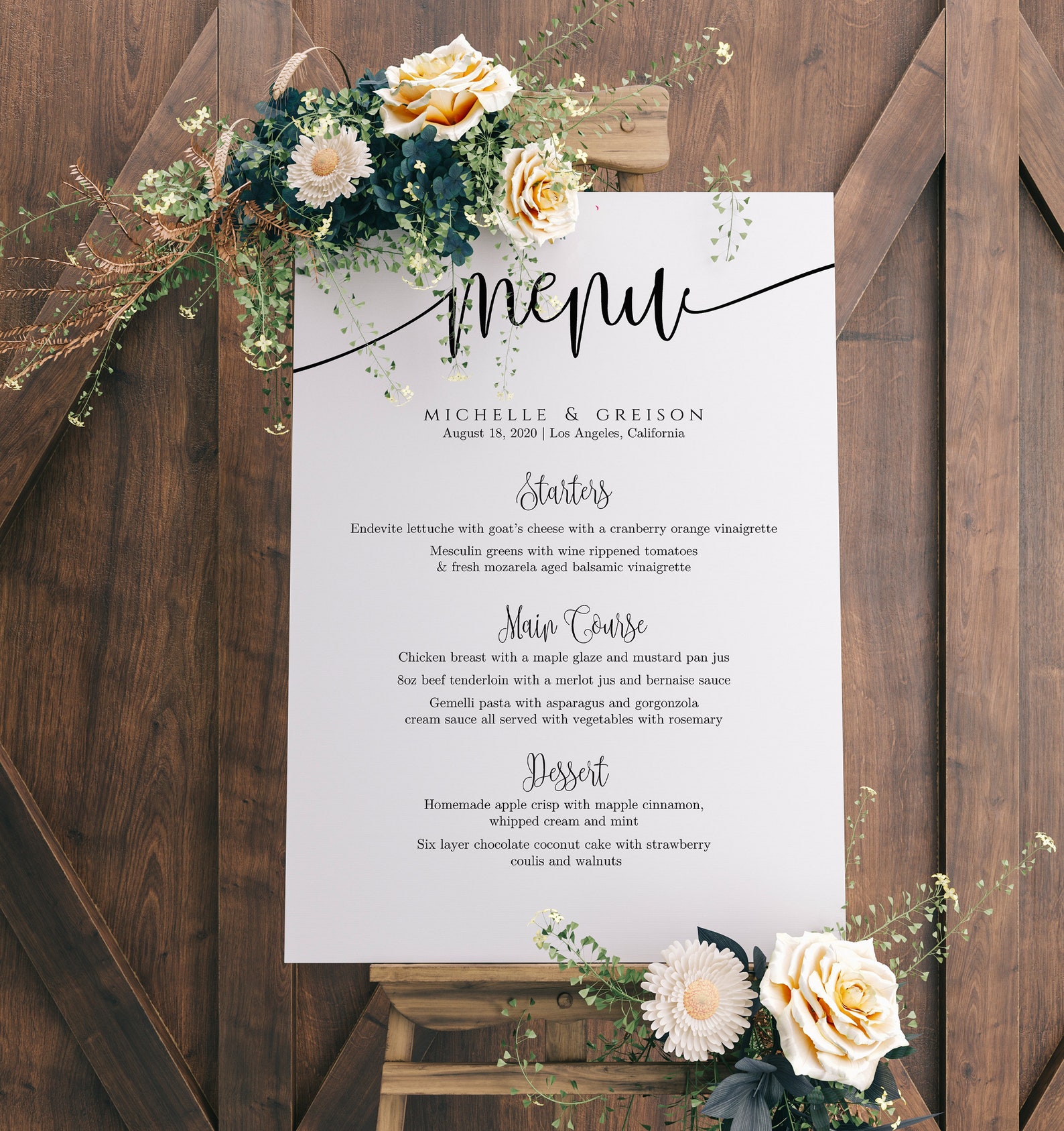 Wedding Menu Sign Template INSTANT DOWNLOAD Editable Menu | Etsy