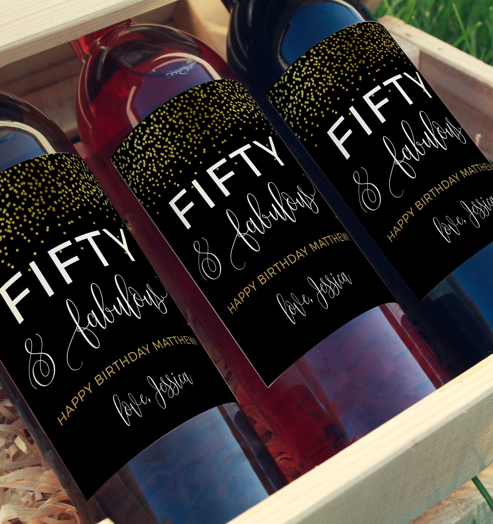 Fifty and Fabulous Wine Bottle Label 50th Birthday Wine Label | Etsy