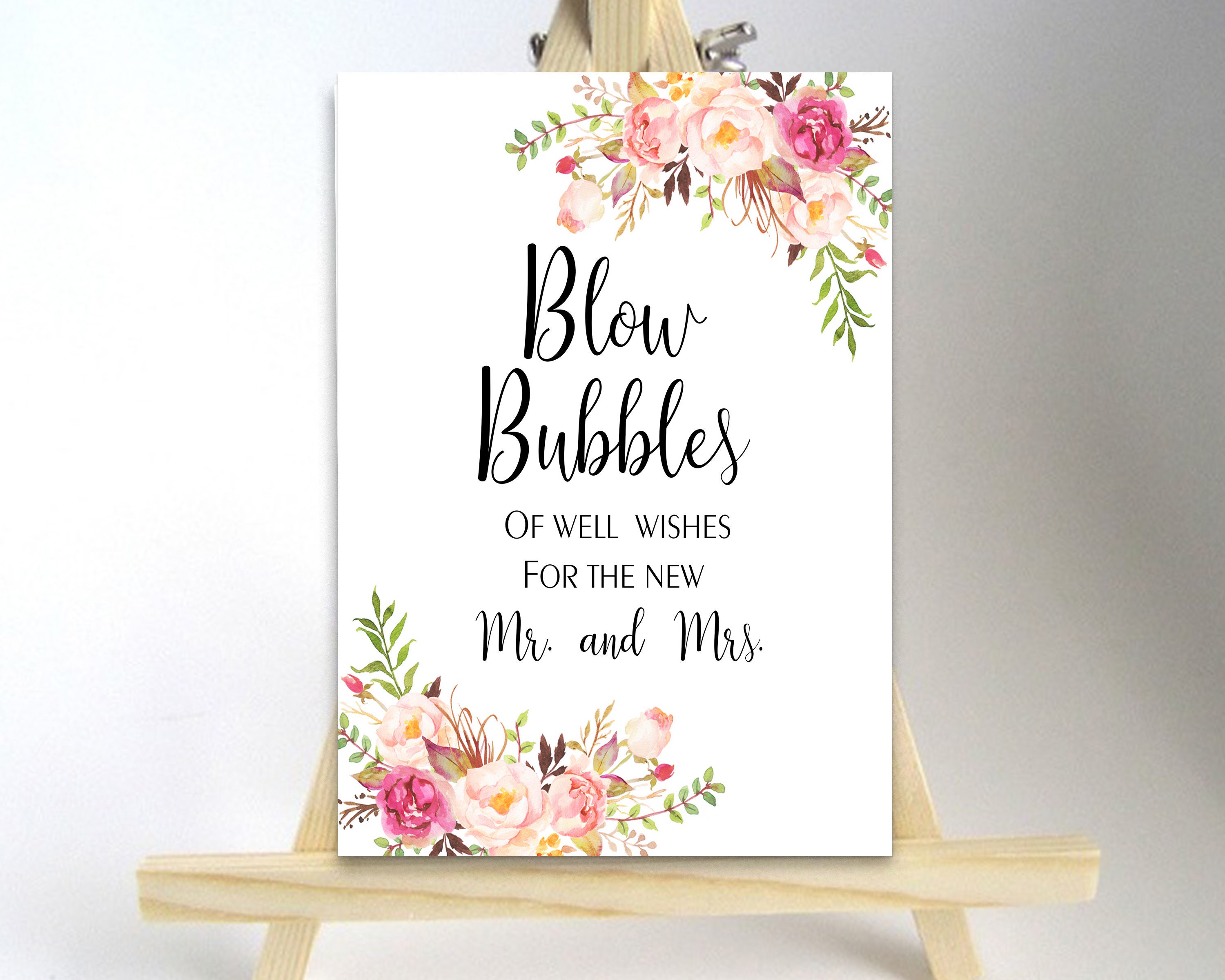 Printable Bubbles Sign Blow Bubbles Send off Sign Mr and Mrs | Etsy Canada