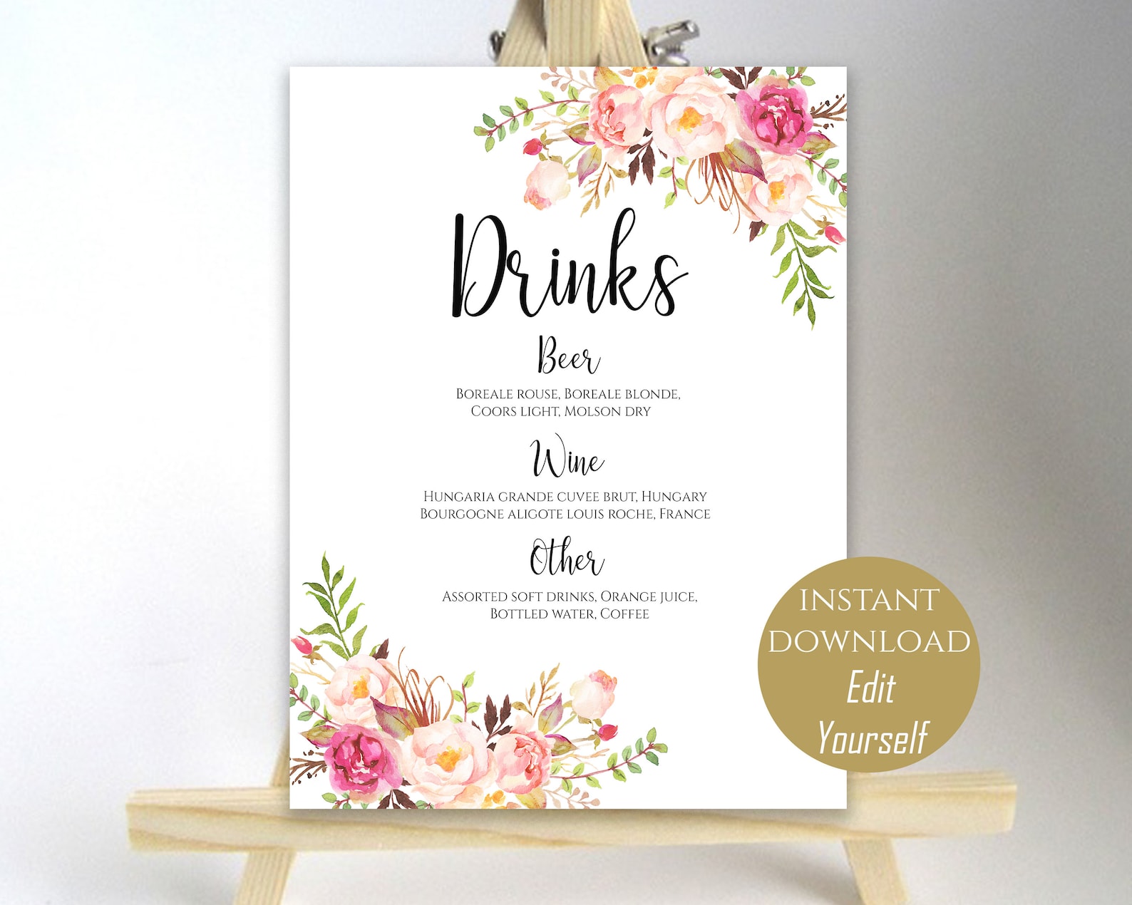 Bar Menu Sign the Bar Sign Bar Menu Printable Drinks Sign Bar | Etsy