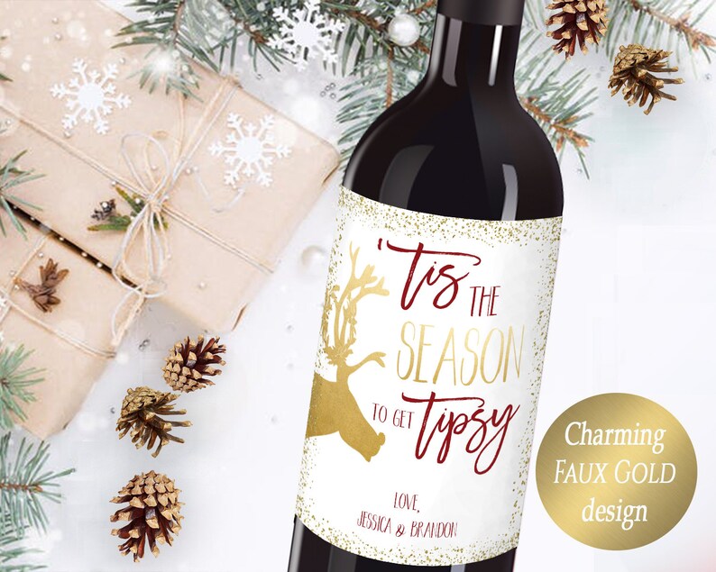 Funny Christmas Wine Labels Printable Holiday Wine Label | Etsy