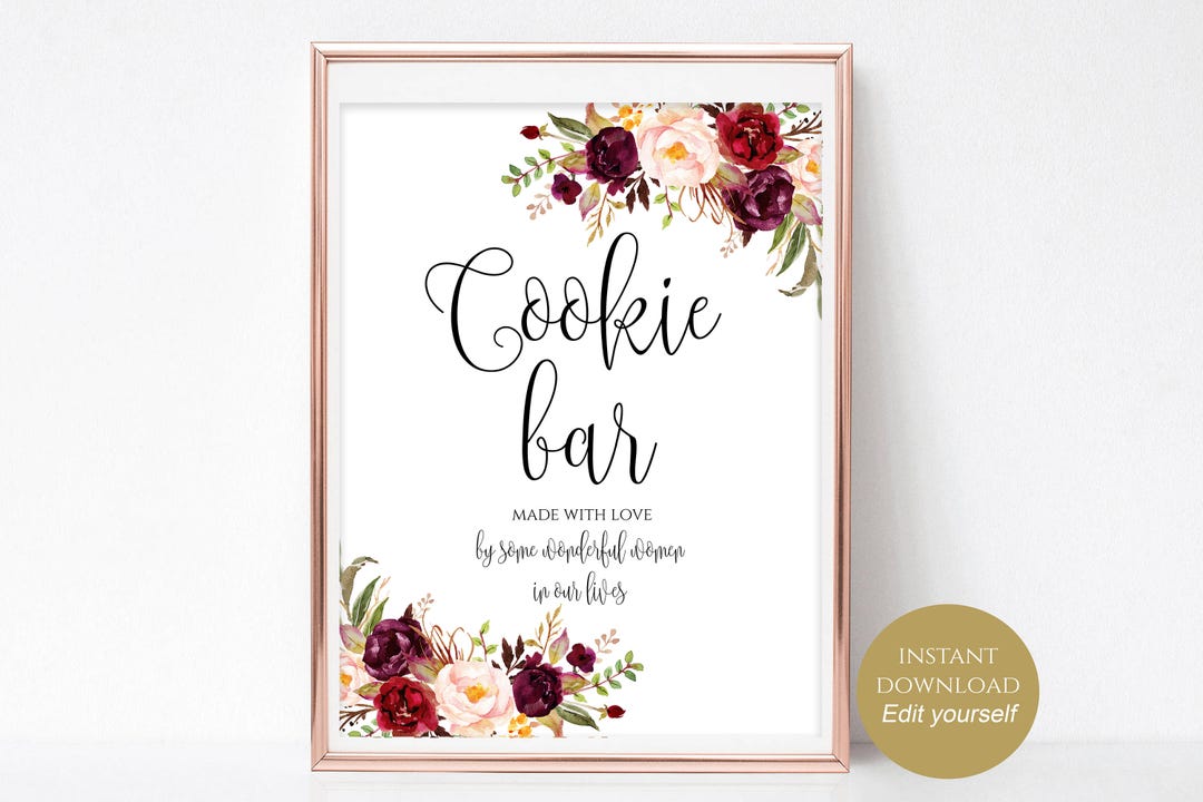 Editable Cookie Bar Sign Cookie Buffet Wedding Cookie Favors Cookie ...