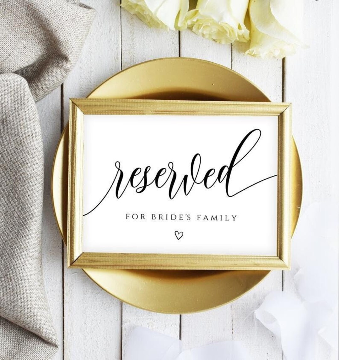 Editable Reserved Table Sign Template: Flat or Folded (instant Download ...