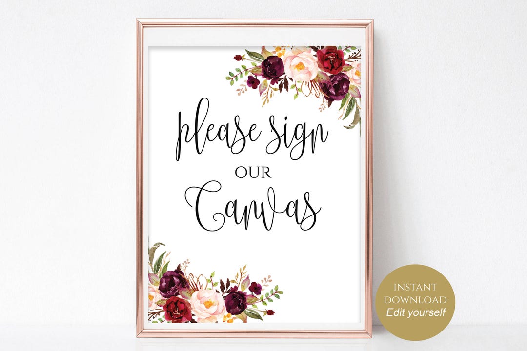 Editable Please Sign Our Canvas Sign, Guestbook, Guest Board, Globe or ...